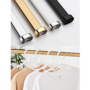 Autuwintor Adjustable Closet Rod Black Closet Rods for Hanging Clothes Heavy Duty with End Supports Aluminum Alloy Oval Shape 16-24 Inches Quantity-1pcs