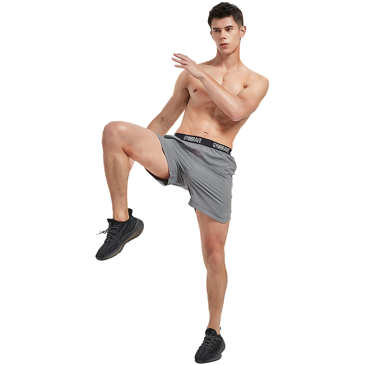 GymBrave Men's 5 Inches Athletic Running Shorts Lightweight Quick Dry Workout Training Short with Zip Pockets