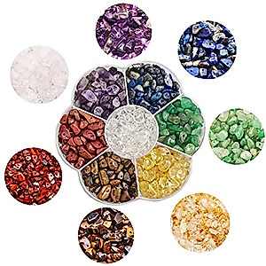 GangGangHao 7 Chakra Natural Chip Stone,About 628 Pcs Irregular Gemstones Healing Crystal Loose Rocks Bead Hole Drilled DIY for Bracelet Jewelry Making Crafting (5-8mm,7 Chakra Color Mix)