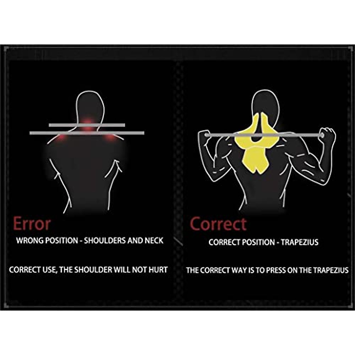 Barbell Pad Hip Thrust Pad Squat Pad Barbell Cushion BNR Foam Sponge High Density Rebound for Squat,Lunge,Weight Lifting Comfort Protection of Shoulders,Neck,Back,Crotch Suitable for Gym Standard Olympic Barbell Black