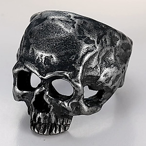 Jude Jewelers Stainless Steel Antique Retro Style Skull Death Gothic Punk Biker Halloween Party Ring (Grey, 6)