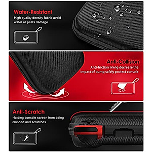 ivoler Carrying Case for Nintendo Switch and NEW Switch OLED Model(2021), Portable Hard Shell Pouch Carrying Travel Game Bag for Switch Accessories Holds 10 Game Cartridge (Black)