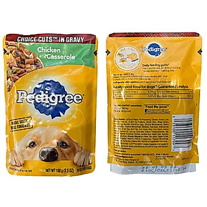 Pedigree Wet Dog Food Pouch Variety Bundle, Choice Cuts in Gravy, 12 Pouches Assorted Flavors - Chicken, Hickory, Filet Mignon, Beef, Casserole