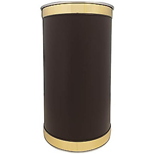 Made in USA 5-Gallon Sleek and Stylish Vinyl Mylar Waste Basket (13" X 11") (Faux Brown Leather)