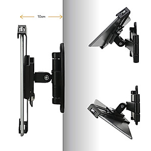 WeSTRUGGLE Tablet Wall Mount, Adjustable Arm Swivel, Anti-Theft Security Lock & Key, Foldable, 360 Rotating, Black