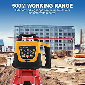 Iglobalbuy Self Leveling Rotary Laser Level System Kit with Surveying Tripod + Aluminum Grade Rod 16.4Ft, Red Beam Automatic Self-leveling Transit Laser Level Grading Rotating Lasers for Construction