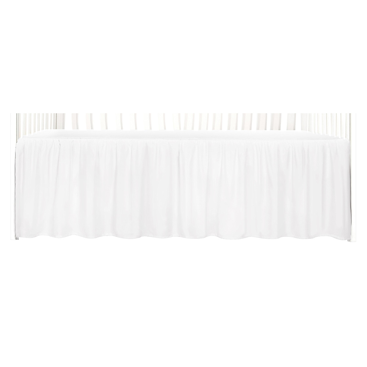 Tadpoles Dust Ruffle Crib Skirt | 28" x 52" with a 14" Drop | Made of 100% Softly Brushed Microfiber Polyester | Easy to Care for | Soft, Smooth, Breathable & Durable | Ideal for Babies | White