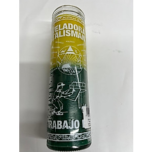 Steady Work (Trabajo Fijo) Unscented 2 Color (Yellow/Green) Pillar Candle in Glass