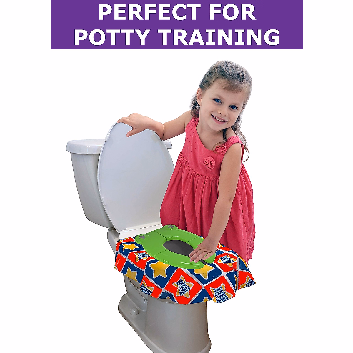 Mighty Clean Baby Potty Training Pack - 24 Disposable Toilet Seat Covers and Folding Travel Potty Seat