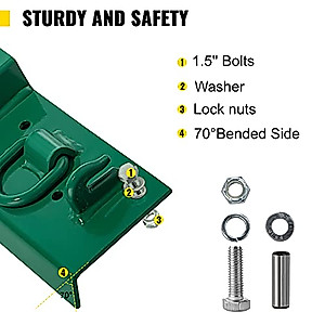VEVOR Tractor Bolt on Hooks, 1/4" Compact Bolt on Grab Hooks, Max 4700LBS G70 Forged Bolt on Hooks for Tractor Bucket with 1/2" Shackles, Work Well for Tractor Bucket, RV, UTV, Truck Hardware Includ