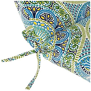 Pillow Perfect Outdoor/Indoor Delancey Lagoon Square Corner Chair Cushion, 1 Count (Pack of 1), Blue