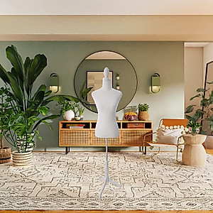 Female Dress Form Mannequin Torso with Wooden Tripod Stand 55-67 Inch Height Adjustable Mannequin Body for Sewing Counter Window Display,White
