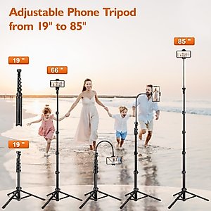 VICTIV 85" Tall Cell Phone Tripod Stand with Gooseneck and Remote, Portable Travel Tripod Stand, Overhead Tripod for iPhone 14 Pro Max/13/12/Android for Recording/Watching/Cooking/Fitness/Vlog