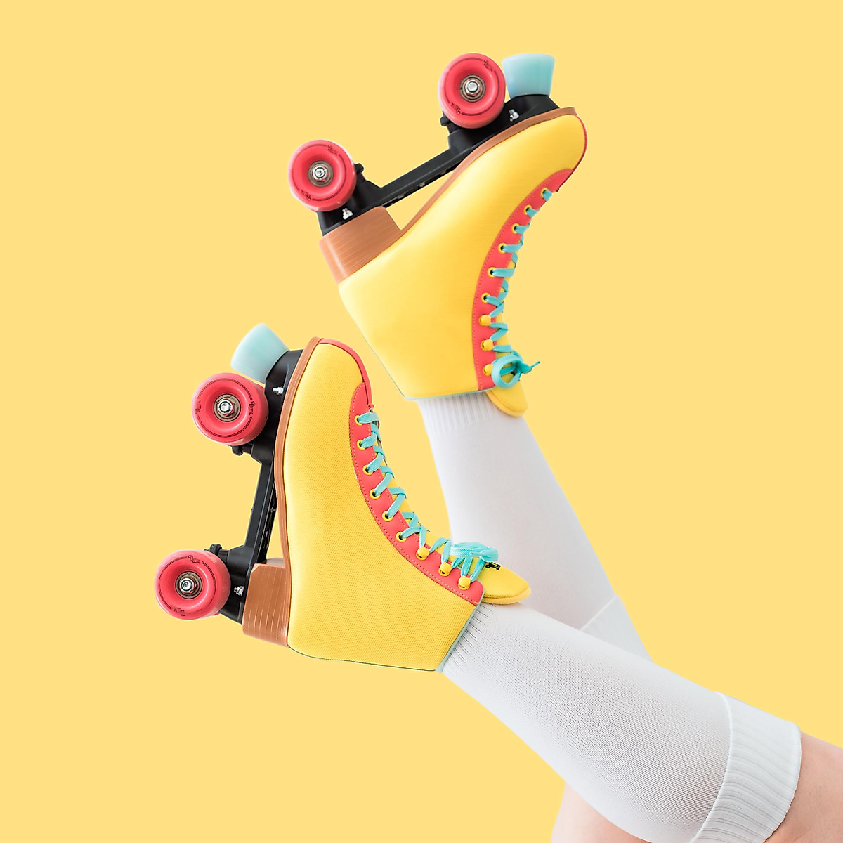 Lenexa Dottie Roller Skates - Indoor/Outdoor Roller Skates for Women - Roller Skates for Girls - Roller Skates for Kids (Ladies' 7, Yellow)