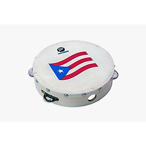 DP Music Parranda Kit Percussion with Carrying Bag - Puerto Rico Flag 8 Inches Tambourine - Claves - Plastic Güiro & Maracas (Maracas Red)