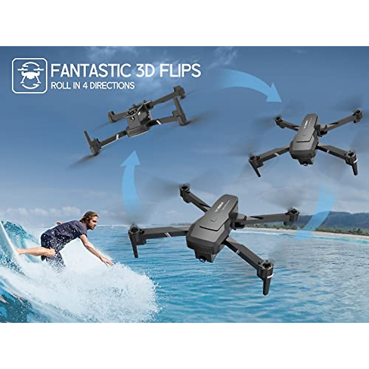 NEHEME NH760 Drones with 1080P HD Camera for Adults, WIFI FPV Live Video, Foldable Drones for Kids Beginners, Headless Mode, Altitude Hold, RC Quadcopter Toys Gifts with Speed Adjustment, 3D Flips