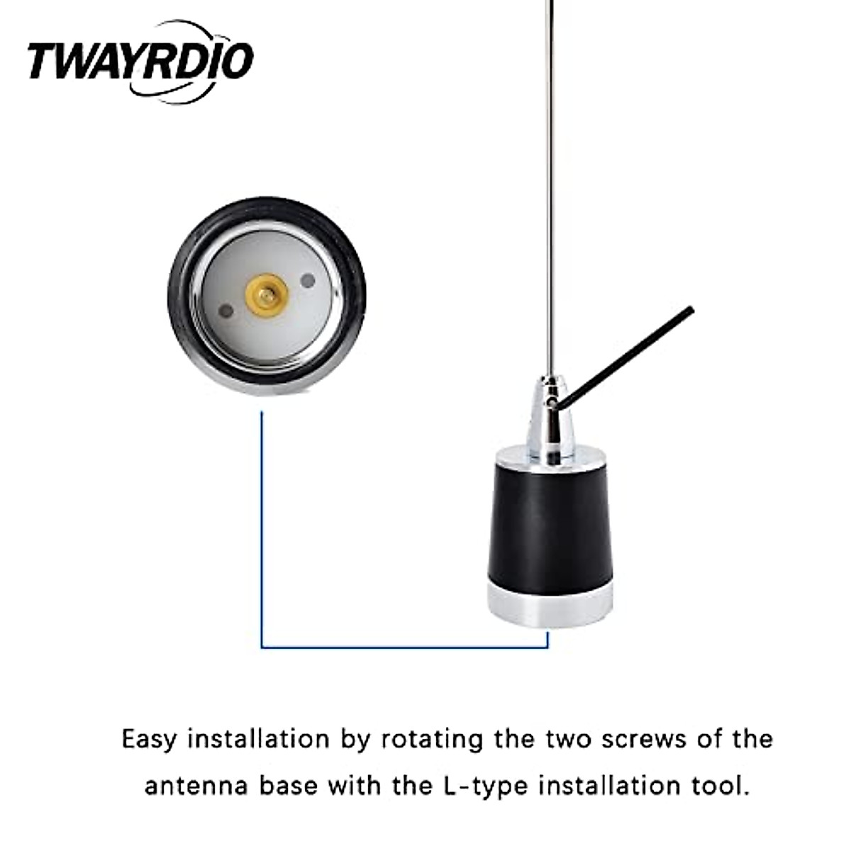 TWAYRDIO NMO Dual Band Antenna, 144MHz VHF and 430MHz UHF Two Way Antenna for Motorola Kenwood Icom Vertex Blackbox HYT Hytera Mobile Radios, Requires NMO Mount