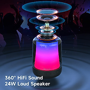ZEALOT Bluetooth Speaker, Portable Bluetooth Speaker with 11 Colors Lights, 24W Loud HD Stereo Sound, Super Bass Wireless Speaker,V5.2 Bluetooth, Dual Pairing,TF Card/USB/AUX for Party,Home,Outdoor