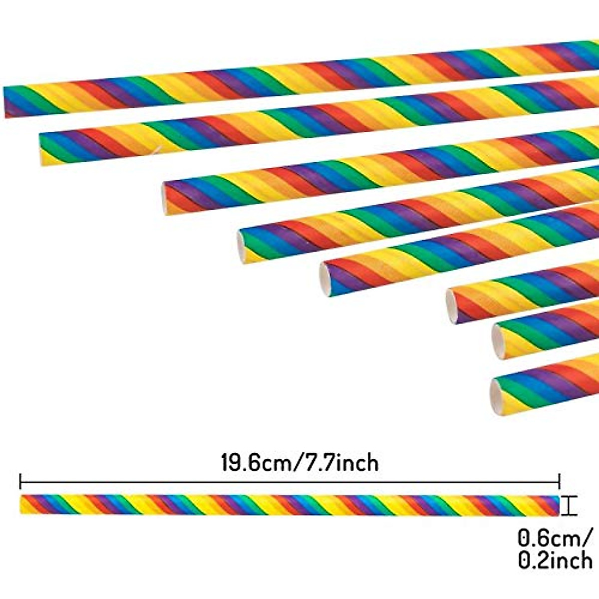 Shuiniba Biodegradable Striped Paper Straws,Paper Drinking Straws for Party, Events and Crafts,Baby Shower Decorations 7.75 Inches,100 Packs - Rainbow Color