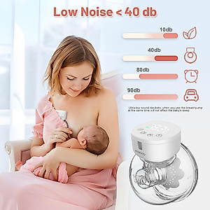 Wearable Breast Pump Hands Free: Portable Electric Breast Pumps with 24mm Flange 3 Modes 9 Levels Leak-Proof Massage Function Single Rechargeable Wireless Low Noise Painless Breastfeeding Pump