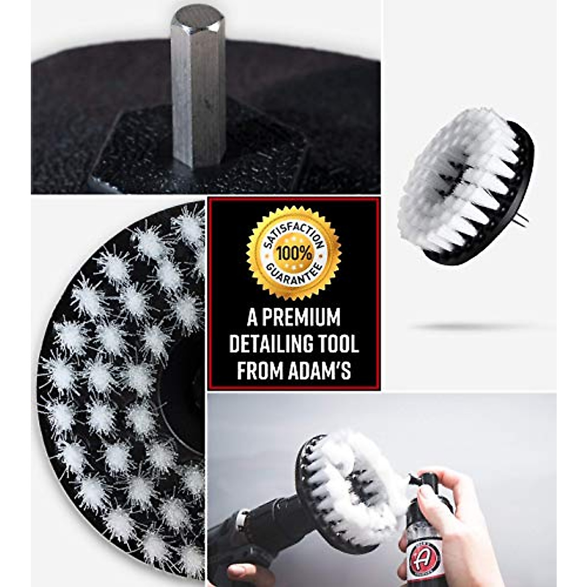 Adam's Carpet Drill Brush Combo - A Cleaning Tool Attachment for Scrubbing/Cleaning Carpet, Upholstery, Leather Seats & Chairs, Floor Mats, Trunk, Furniture, Interior Boat, RV & Car Accessories