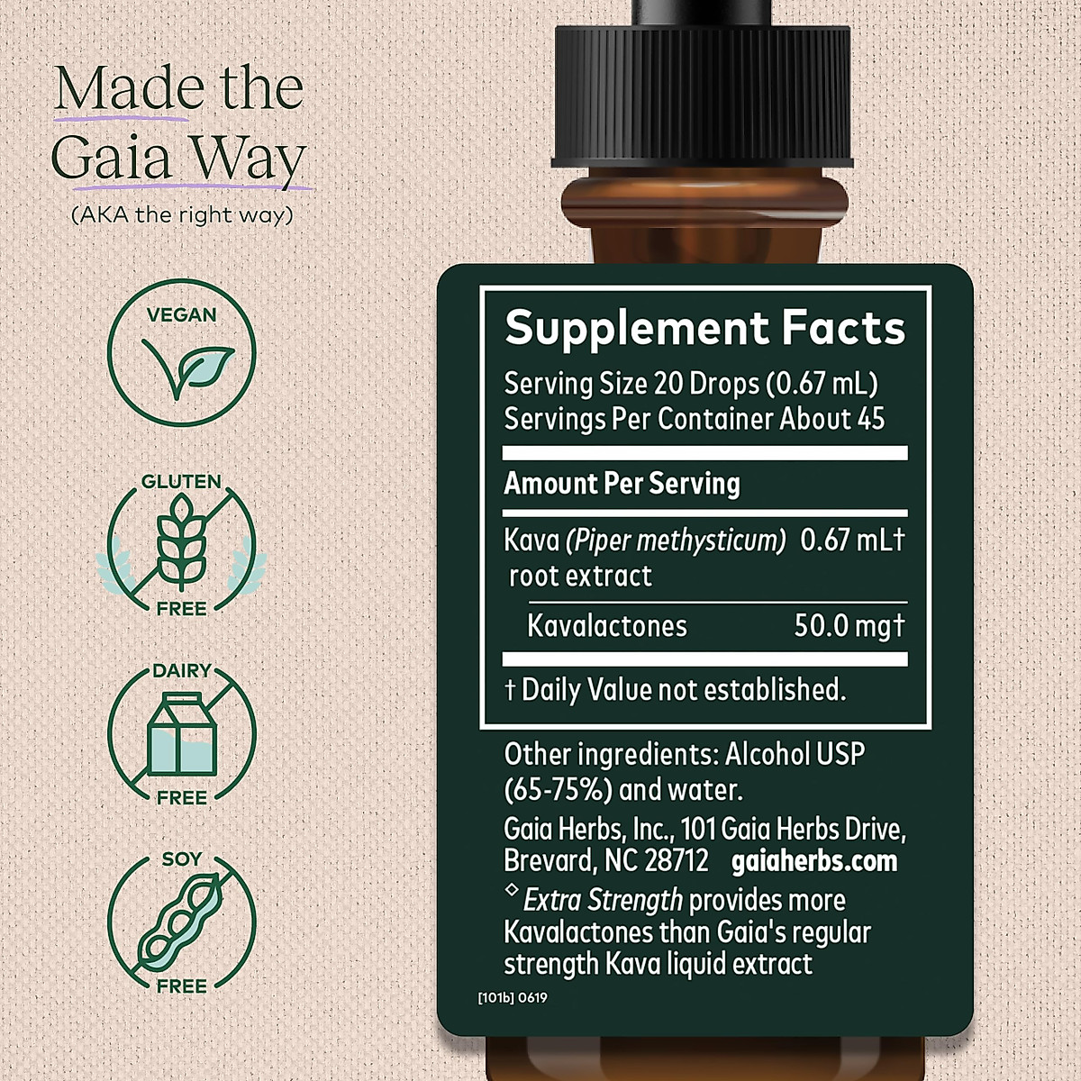 Gaia Herbs Kava Root Extra Strength - Helps Sustain a Sense of Natural Calm, Relaxation,* and Emotional Wellness During Times of Stress - Made with Noble Kava Cultivars - 1 Fl Oz (20-Day Supply)