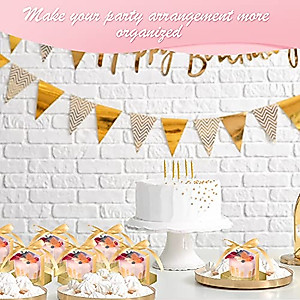 50 Pcs Clear Cupcake Boxes Individual 3.5 Inch Plastic Cupcake Containers Single Cupcake Boxes with Inserts and Ribbon Individual Cupcake Holders Cupcake Storage for Cake Dessert Carrier(Gold, Gold)