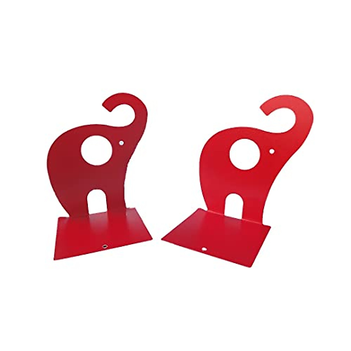 zmgmsmh one Pair Cute Cartoon Elephant Nonskid Bookends Art Bookend Metal Bookends (Red)