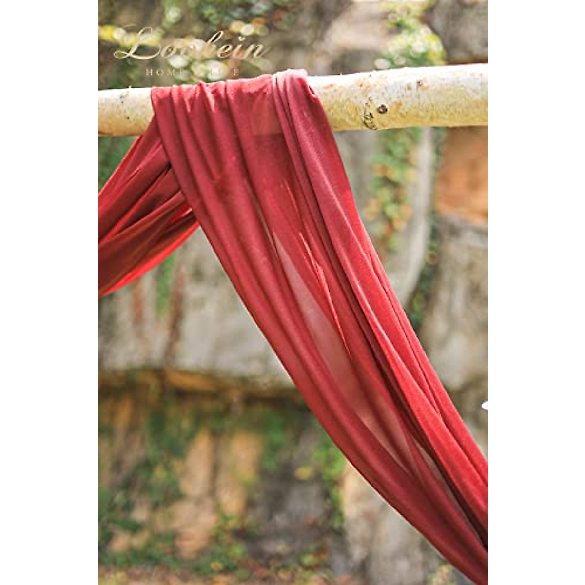 Lookein Chiffon Runner Arch Decorations for Wedding Ceremony Arch Drapping Fabric for Wedding Swags, 2 Panels 30" Wide 6 Yards Long, Burgunday