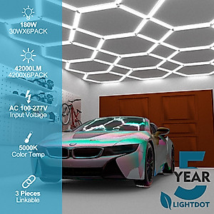 Lightdot 2FT 3.5IN Linkable LED Shop Light, 240W (8 * 30W) 33600LM 5000K Flushmount and Hanging (Four Directions Connect&Linear Install) LED Shop Lights for Car Wash Room Car Repair Shop-6Pack