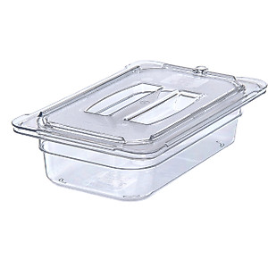 Carlisle FoodService Products CFS 10290U07 Clear 10.38 x 6.38 x 0.88" TopNotch Universal Handled Lid, One-Fourth Size (Case of 6)