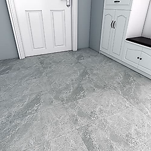 Decotalk Peel and Stick Grey 12"x24" Vinyl Plank Flooring, 3pcs per Roll, Waterproof, Easy to Install