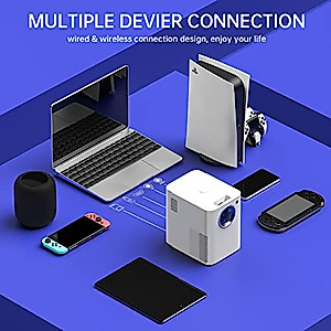 QIAOLET Mini Projector,Portable Projector with WiFi and Bluetooth,Native 1080P FHD,Andriod OS 9.0,Movie Projector for iPhone Android,Home Theater Projector Compatible with USB/HDMI,TV Stick,Computer