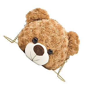 VALICLUD Storage Bag Crossbody Bag Cute Bags Lovely Cartoon Shaped Shoulder Bag Plush Chain Bag for Girls Women Head Bags Coffee Bear Purse Plush Shoulder Bag