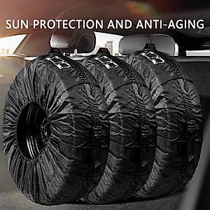 Sun Protection Waterproof Car Spare Tire Cover with Tool Bag Design,Prevent The Spare Tire Wear Aging Snow Tire Storage Bag Travel Accessories for Most Car SUV Truck(Fits for Tire Diameter 17-23inch)