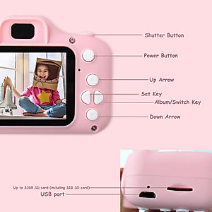 Children's Digital Camera with 1080P Screen, Gifts for Kids,Support Photo and Video Recording with 32GB SD Card,Cute, Small in Size and Light in Weight, Suitable for Small Hands