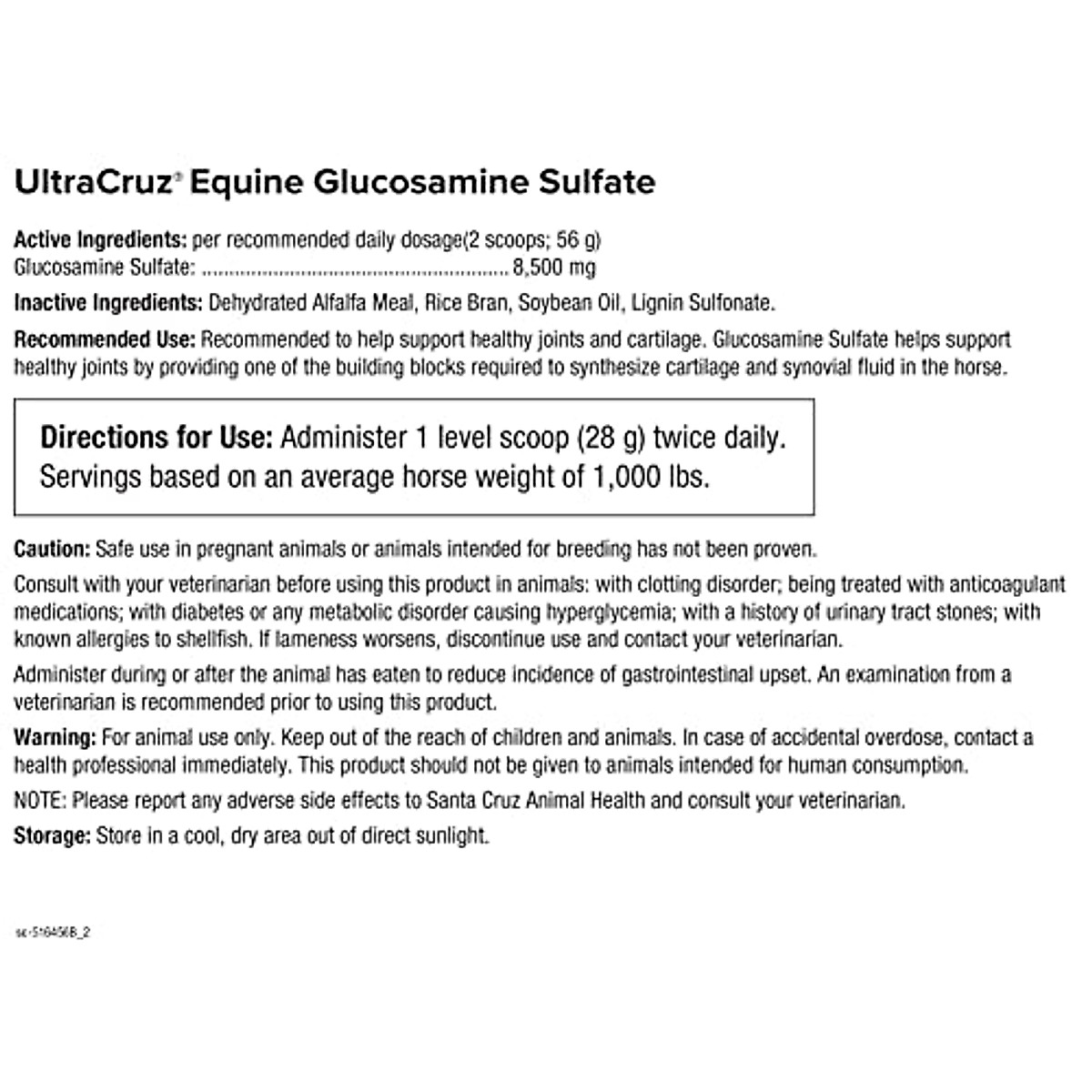 UltraCruz-sc-516456 Equine Glucosamine Sulfate Joint Supplement for Horses, 4 lb, Pellet (32 Day Supply)