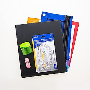 BAZIC Middle High School Kit Supply Box 65 Count for Student 7-12 Grades, Composition Book Compass, COLOR MAY VARY, 1-Pack