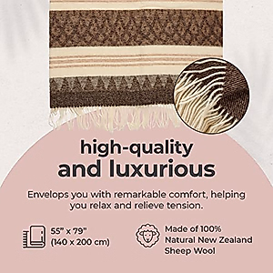 Cozy Blankets Wool Blanket | 100% Wool from New Zealand | Perfect as a Throw Blanket / Sofa Blanket | Virgin Wool Blanket with Fringes in Stripes Designs (140 x 200 cm)