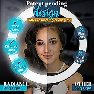 ﻿﻿GearLight Ring Light - 10" Selfie Tripod Stand with LED Lights, Dual Phone Holders, Adjustable Height and Lighting for Recording, Makeup & Photography - Cute ﻿Room Decor Stuff & Gifts For Teen Girls