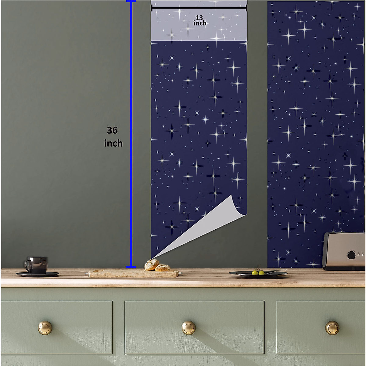 Ambesonne Space Peel & Stick Wallpaper for Home, Night Sky Stars Romantic Cosmos Themed Image Dotted Background Constellation, Self-Adhesive Living Room Kitchen Accent, 13" x 36", Purple White