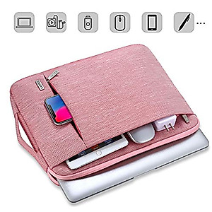 LANDICI 360° Protective Laptop Sleeve 13-14 Inch, Computer Bag Carrying Case for MacBook Air 13 M1/2022 M2, MacBook Pro 13/14 2021, Chromebook 14, Women, Slim, Shockproof, Waterproof, Pink