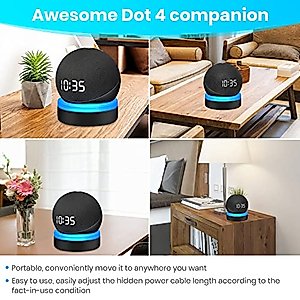 ZUOLACO Table Holder for Echo Dot 4th/5th Generation, Desktop Stand Mount Base with Light Guide for Echo Dot 4th/5th Gen, Built-in Cable Management,Black