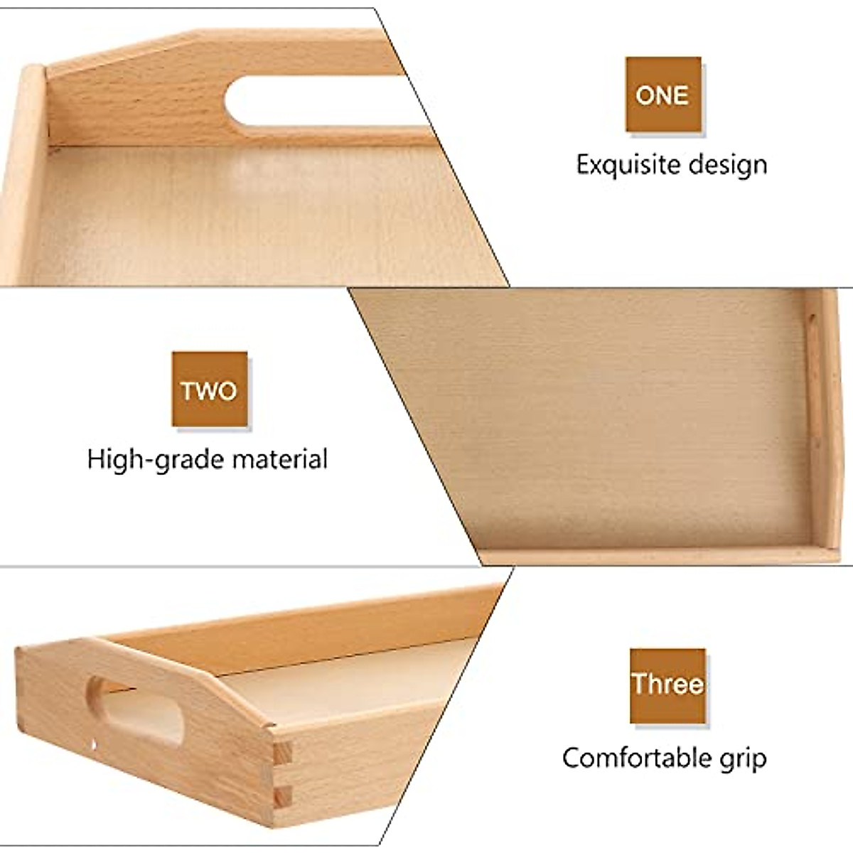 Wooden Breakfast Tray Rustic Vintage Food Serving Trays Nesting Wooden Board with Handles Farmhouse Serving Platters in Bed Lunch Dinner Appetizers Patio Ottoman S Wooden Tea Tray