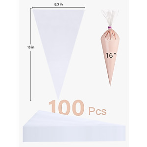 Kootek Piping Bags Disposable 16 Inch 100pcs with EBook, Anti Burst Thicken Pastry Bags, Icing Piping Bags for Cookie Cake Frosting Decorating Baking Supplies