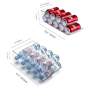 Berdeng 6pcs Refrigerator Organizer Bins Set(4 sizes),Stackable Fridge Storage Containers,Plastic Fridge Water Bottle Storage Dispenser, Pop Soda Can and Drink Holder for Freezer