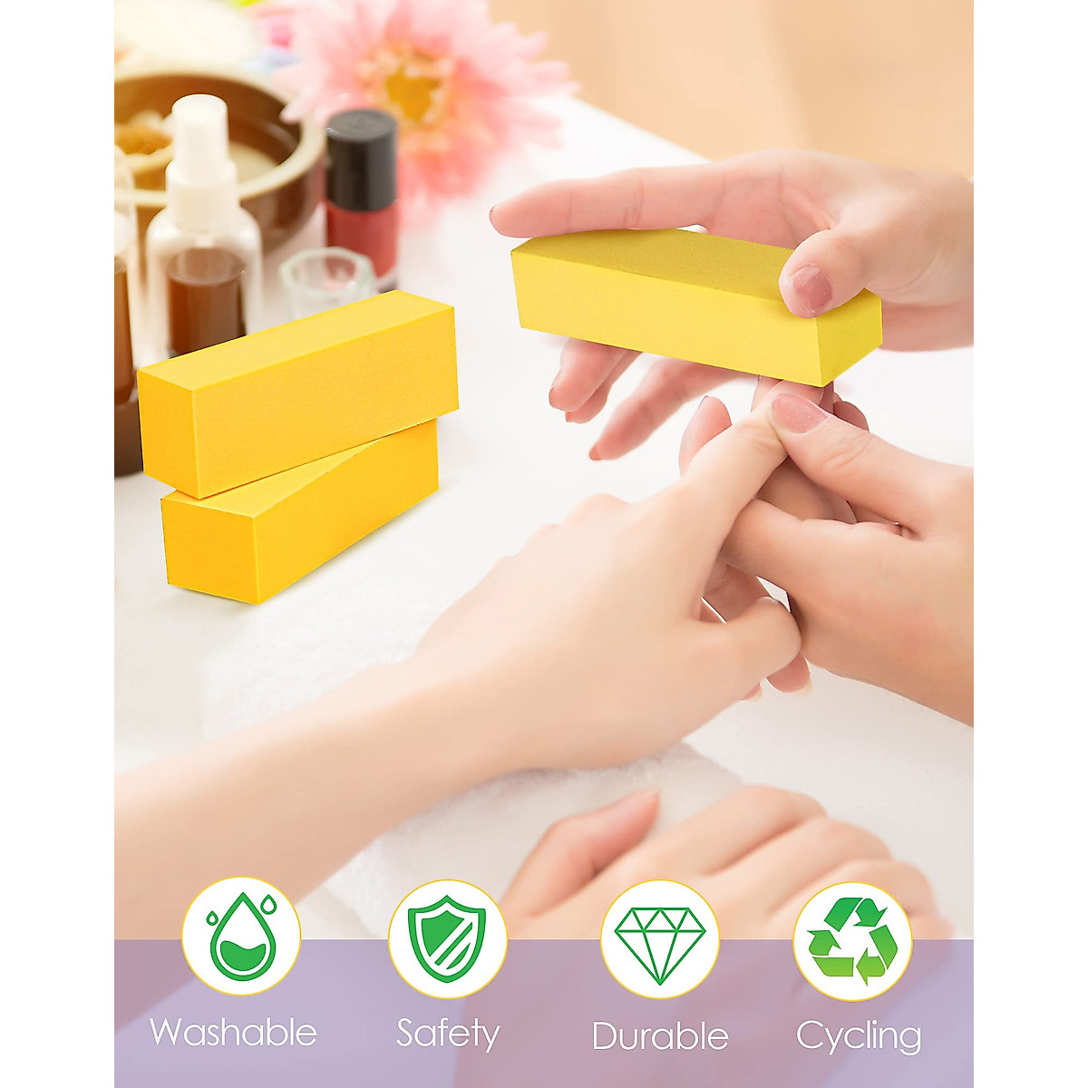 Maryton Nail Buffer Fine Grit Finishing Block, 240 Grit Professional Yellow Buffing Blocks for Natural Nails - Buff Nails Prior to Application of Gel Polish, Nail Lacquer, 5 Count