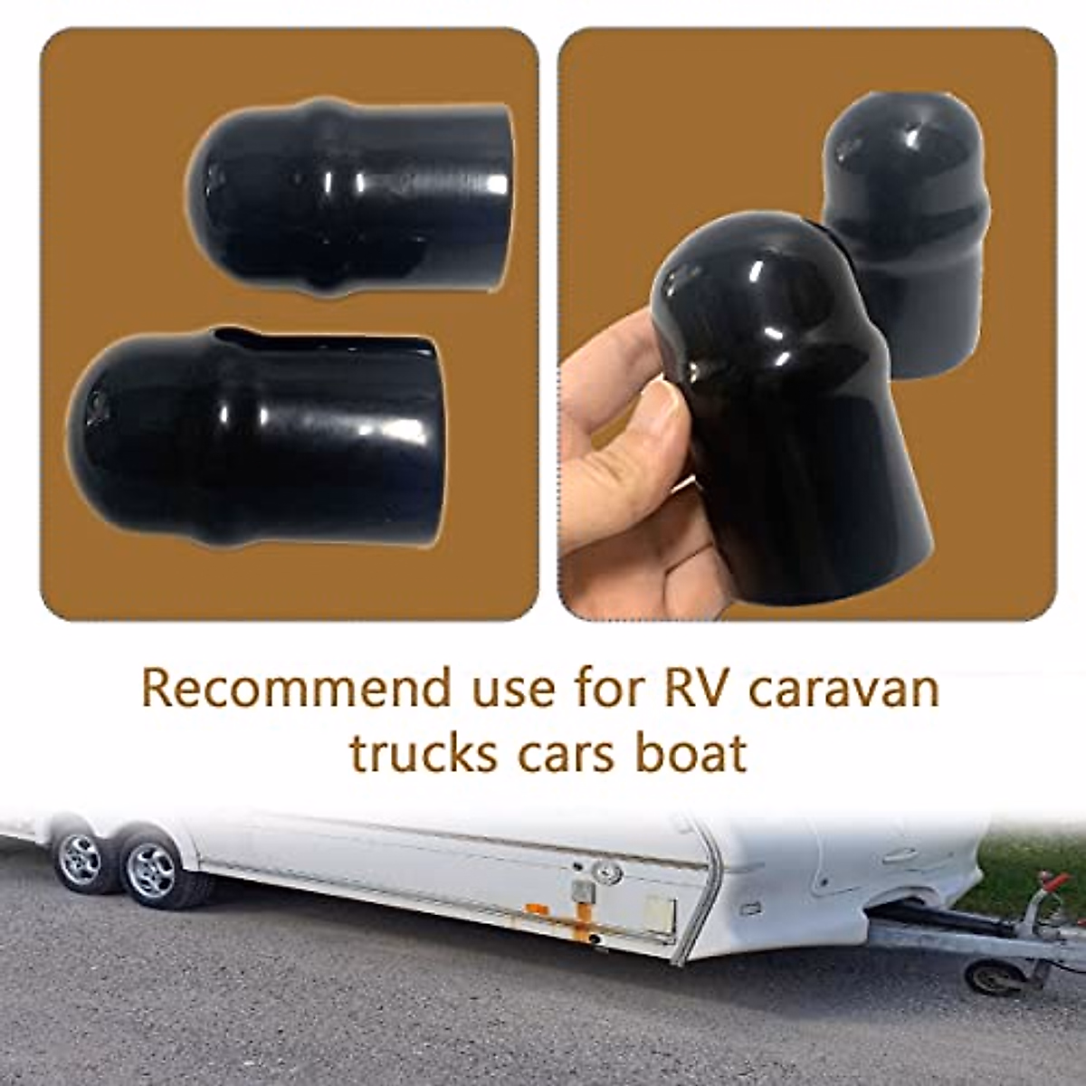 RV Trailer Hitch Ball Cover, Waterproof Heavy Duty Towball Protect Cap for Trucks, Boat, Caravan (2inch Dia), Black, 2 Inch (54343)