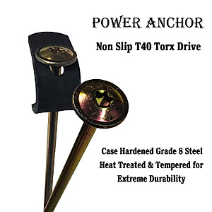 Keyfit Tools All Terrain Tent Stake (8 Pack) Screw in Tent Stake Ground Anchor with Secura Strap for Extreme Winds Secure Tarps Fish Houses Hunting Ground Blinds Camping Tent