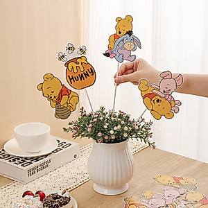 24PCS Winnie Party Decorations,Centerpieces Decorations Stick Table Toppers For Birthday Party Supplies Decor Table Toppers